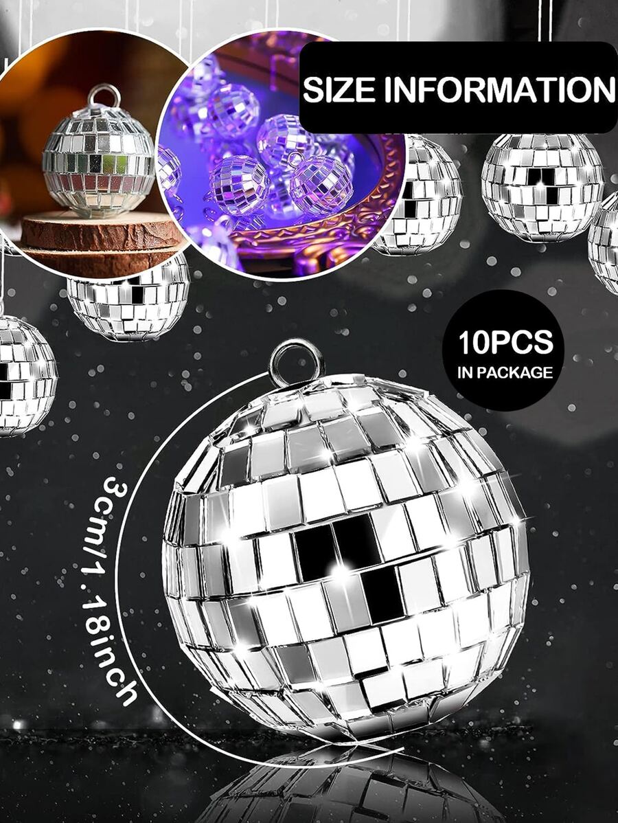 10 Pcs Disco Balls Ornaments Mini Disco Balls Silver Hanging ...