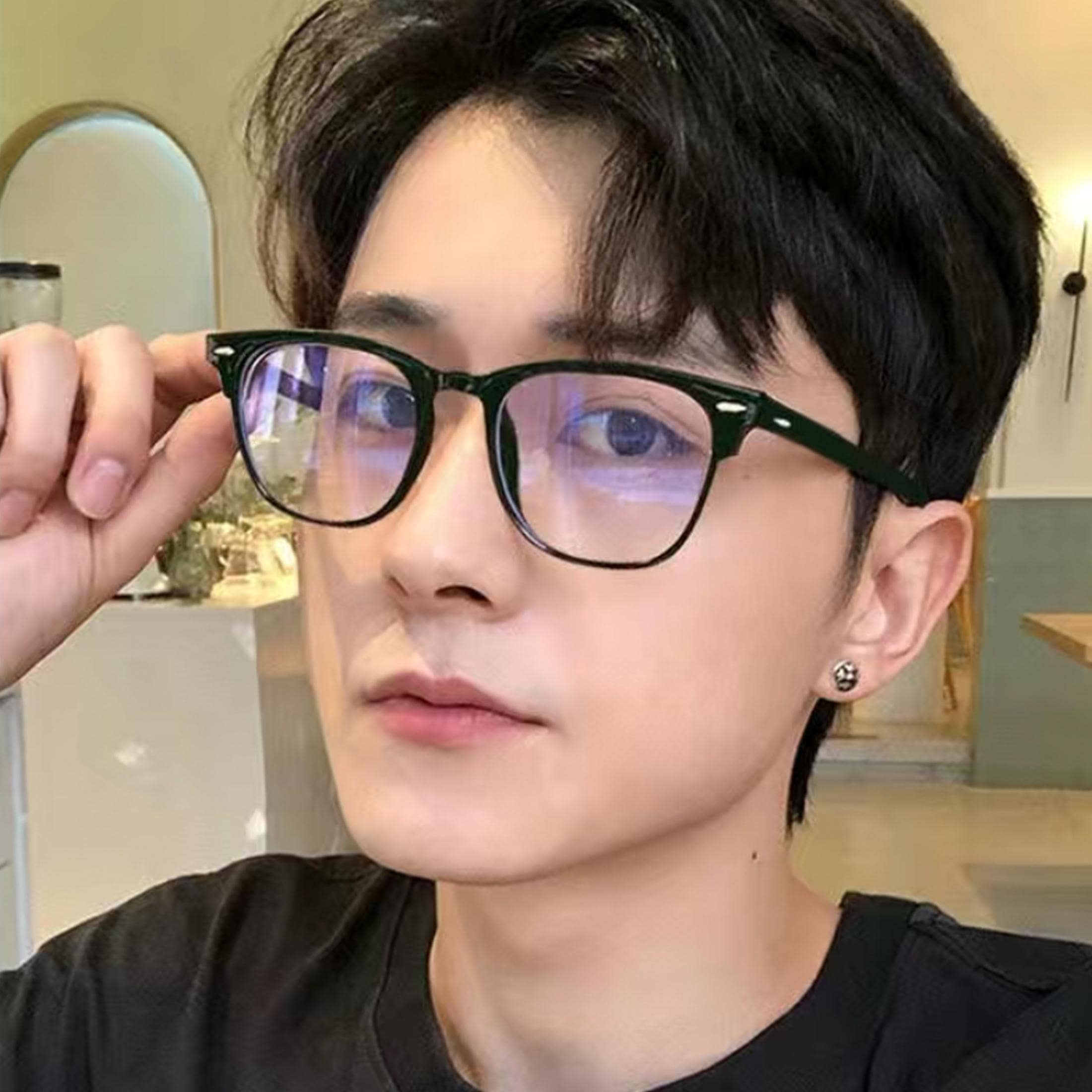 Óculos De Luz Anti-Azul Estilo Coreano Para Homens, Armação Grande Para ...