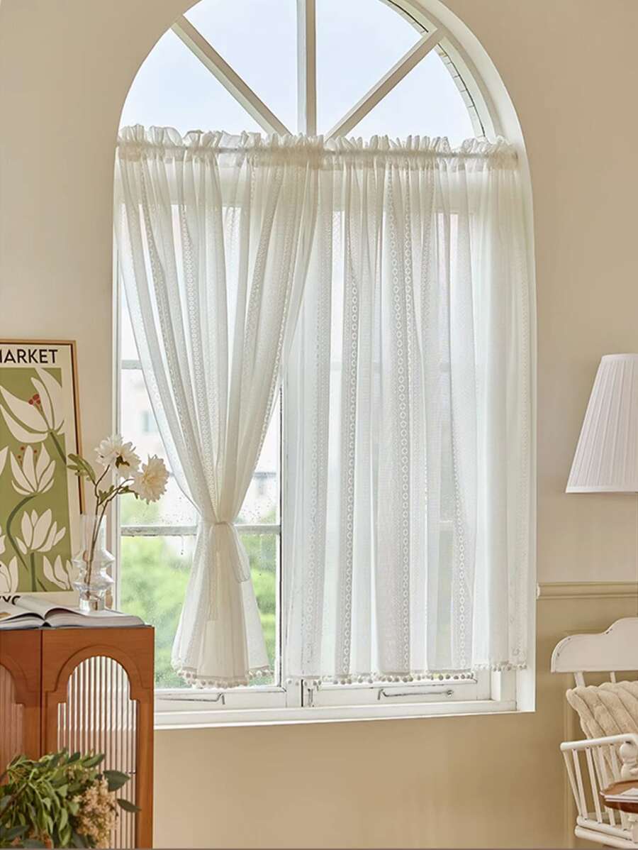 1pc American Style Lace Half Window Curtain For Kitchen & Living Room ...