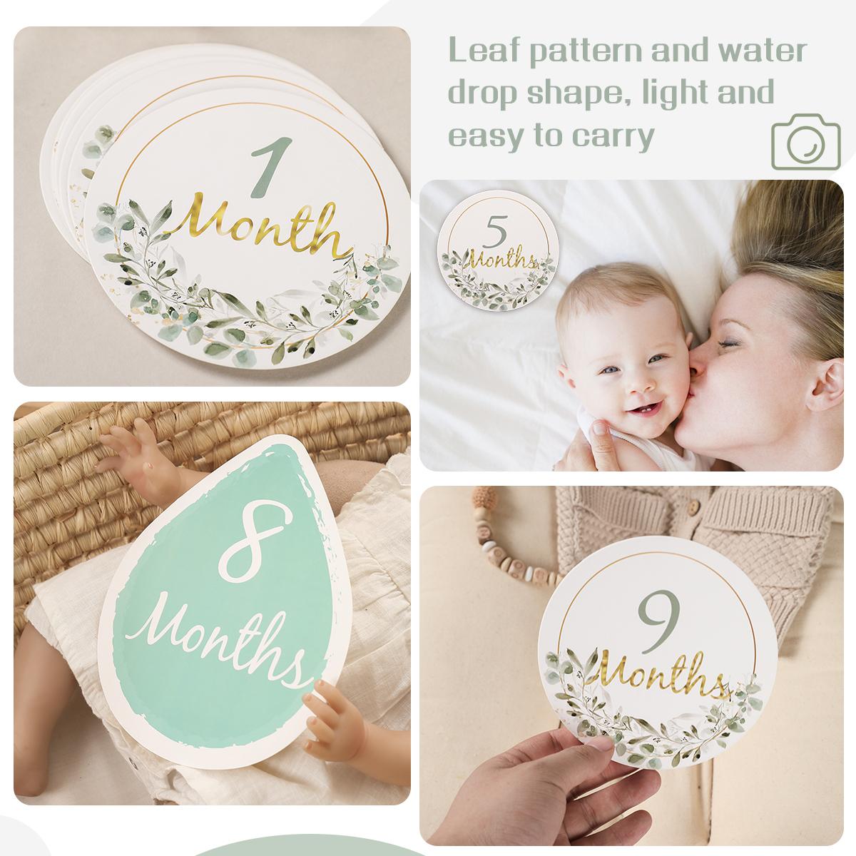 1set Paper Milestone Cards For Baby's First Year, Round Leaf-Shaped And ...