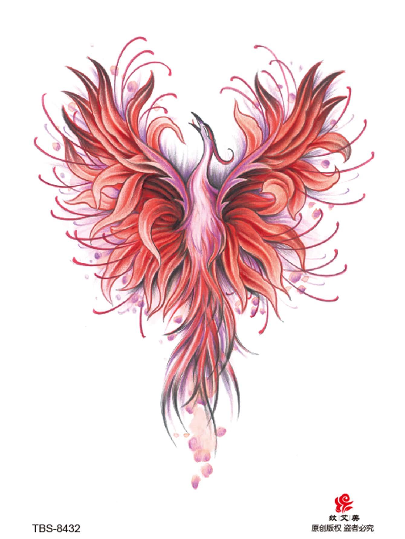 Red Phoenix Bird Tattoo