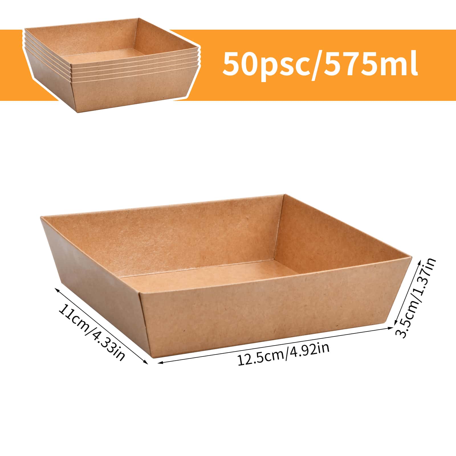Pack Of 50 Disposable Paper Snack Bowls, Food Tray Serving Bowl Made Of ...