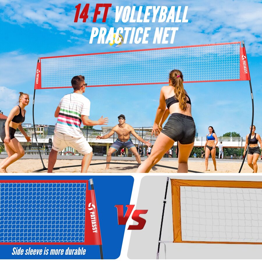 14ft Freestanding Volleyball Practice Net For Indoor Or Outdoor ...
