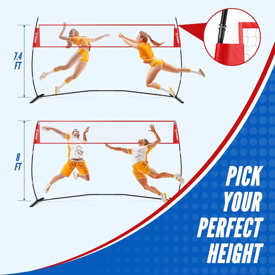 14ft Freestanding Volleyball Practice Net For Indoor Or Outdoor ...
