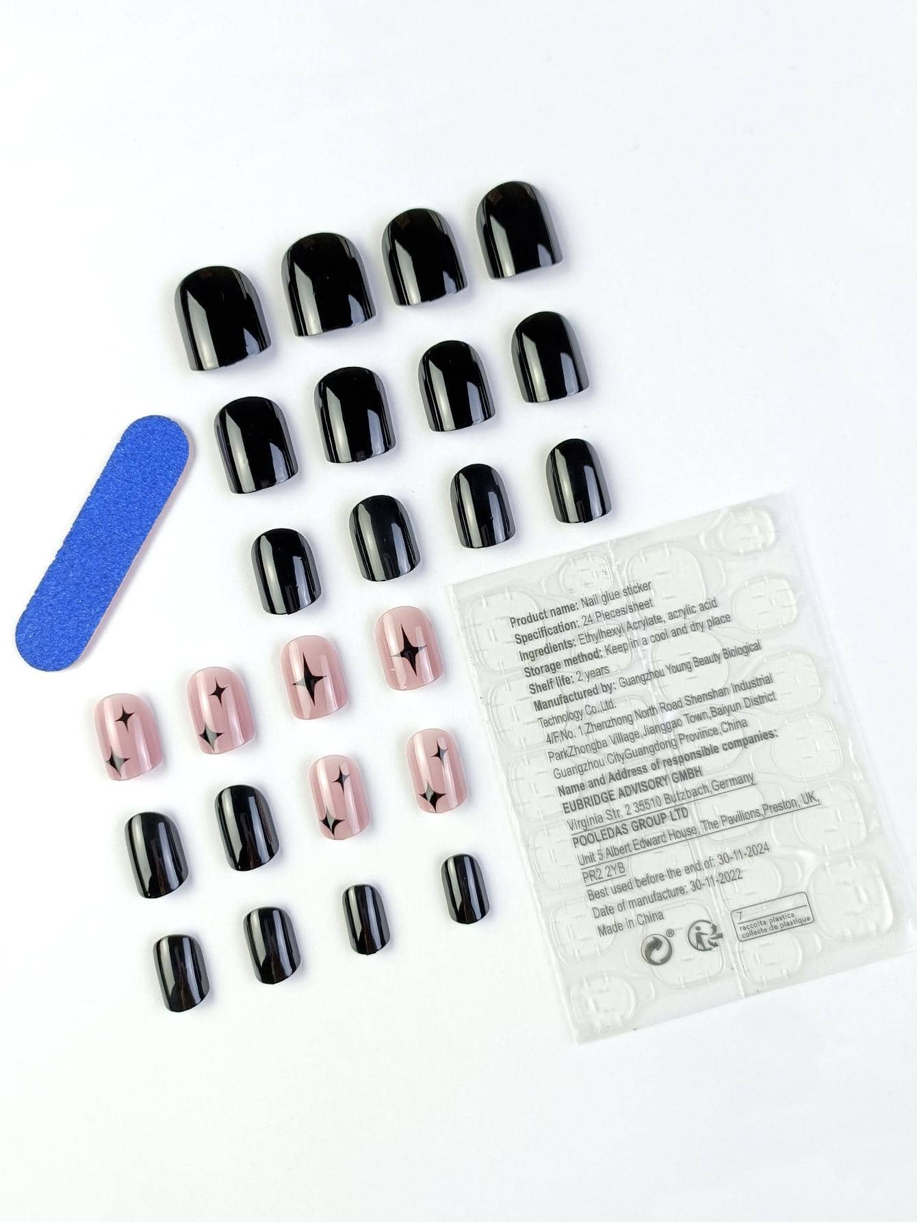 24pcs/set Square Short Artificial Nails With Colorful Stripe Design ...