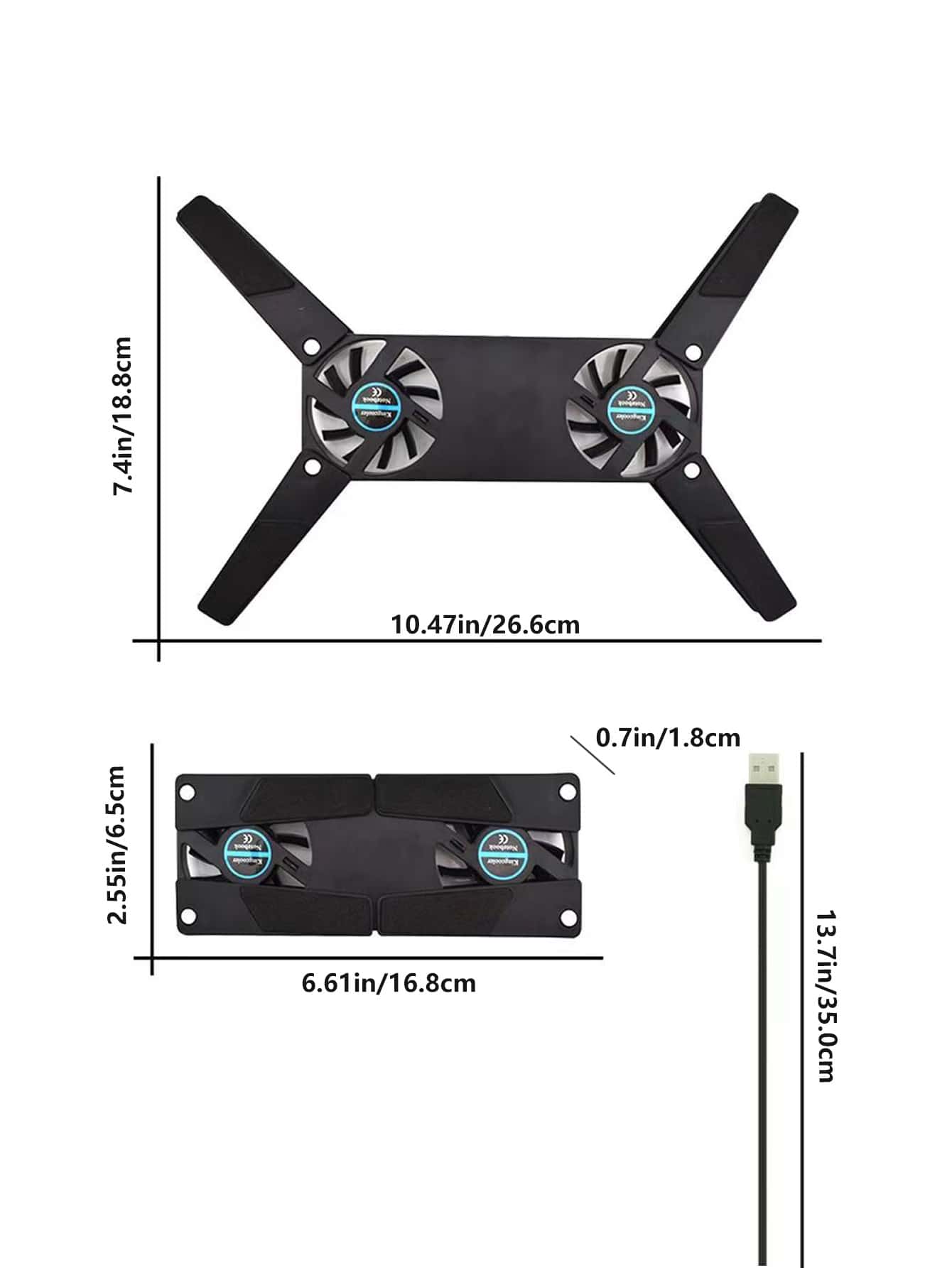 Portable Folding Plastic Notebook Laptop Dc Dual Fan Radiator Pad ...