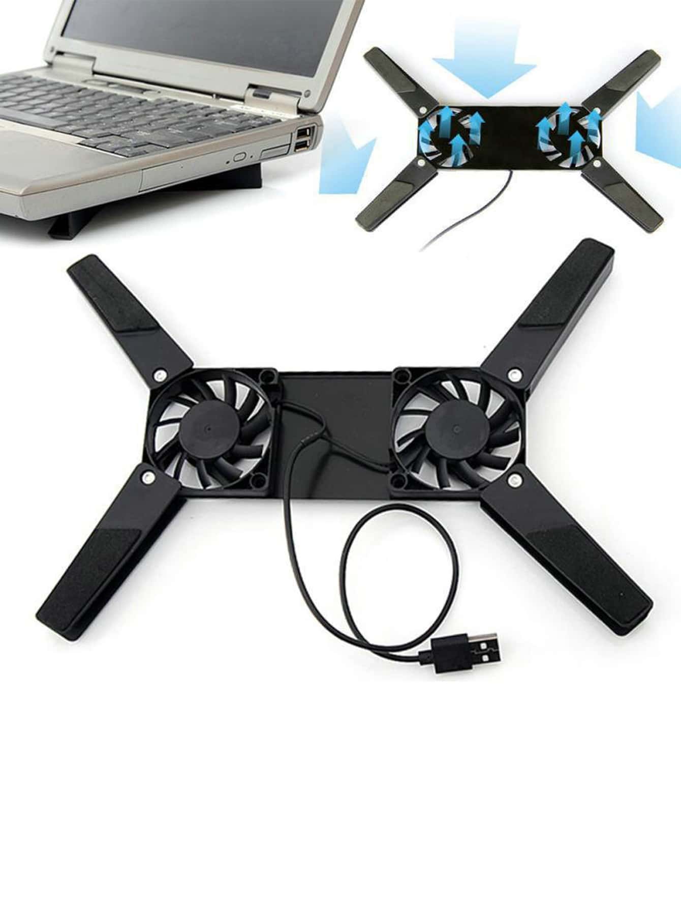 Portable Folding Plastic Notebook Laptop Dc Dual Fan Radiator Pad ...