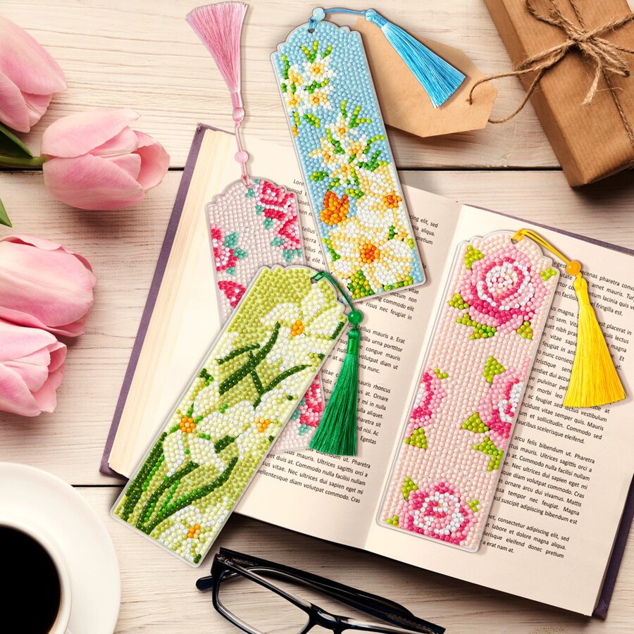 4pcs Diy Diamond Painting Bookmarks, Seasonal Theme, Learning ...