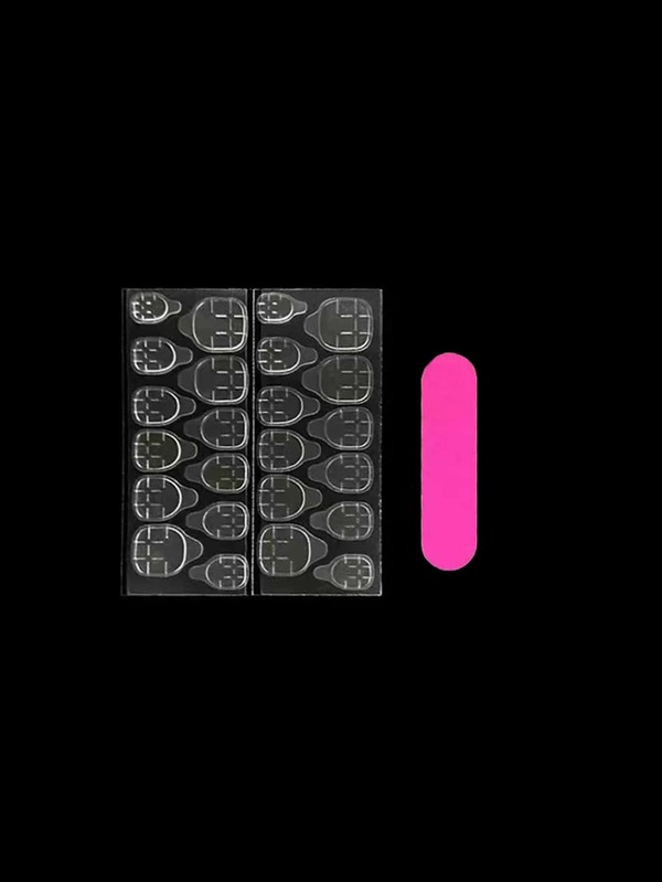 24 Pieces Medium Rectangular Pink Flame Full Coverage Removable ...