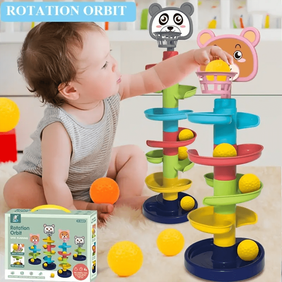 1pc Children's Rainbow Colored Basketball Stacking Toy, Roll And Spin ...