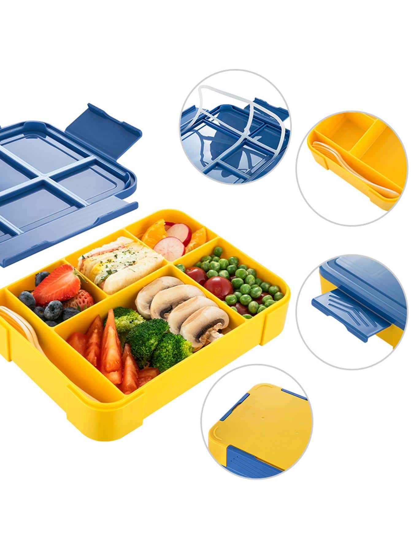Bento Box Lunchbox - 1330 ml lekvrije lunchcontainer met 6 ...