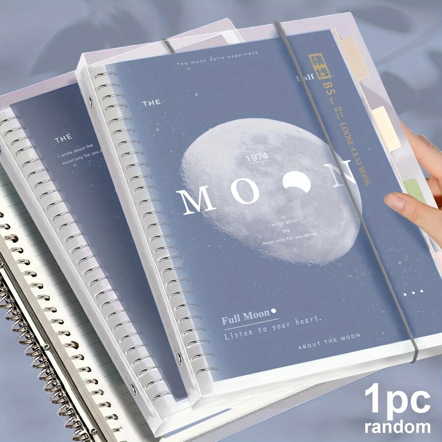 1pc Random, A5/b5, 108 Pages, Moon & Planet, Detachable Transparent ...