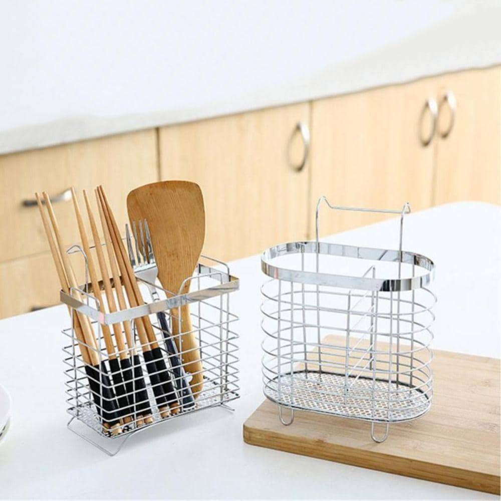 1pc Stainless Steel Chopstick Holder Rack Wall-mounted Spoon & Fork ...