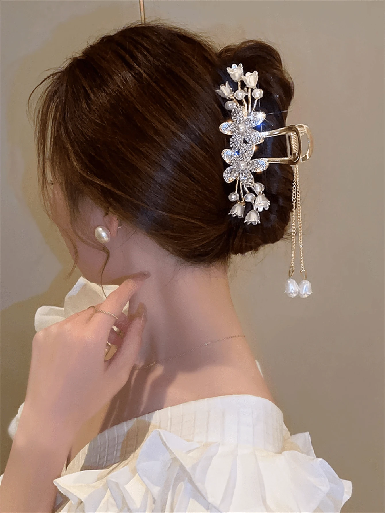 1pc Ladies' Gold-Colored Metal Hairpin With Flower & Tassel Design ...