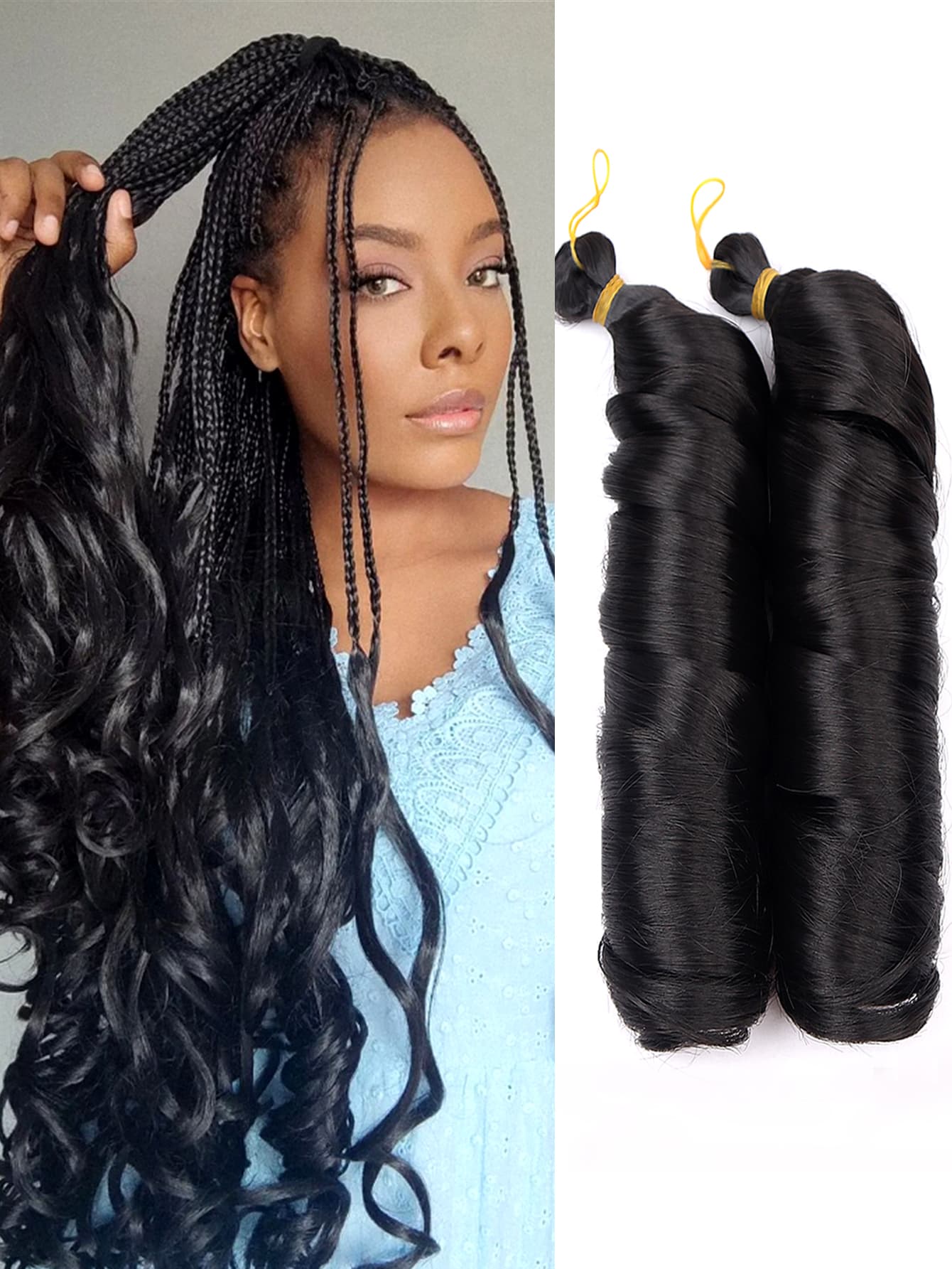amir hair 2 Pcs French Curls Hair Crochet Braids Loose Wave Spiral ...