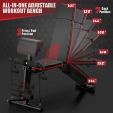 GIKPAL 7 Positions Adjustable Weight Bench, With Extended Headrest And ...