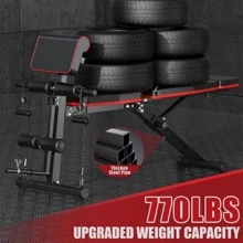 GIKPAL 7 Positions Adjustable Weight Bench, With Extended Headrest And Leg Extension, Foldable ...