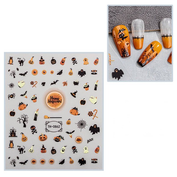 1pc Halloween Series Adhesive Sticker With Ghost, Spider Web, Bloody ...