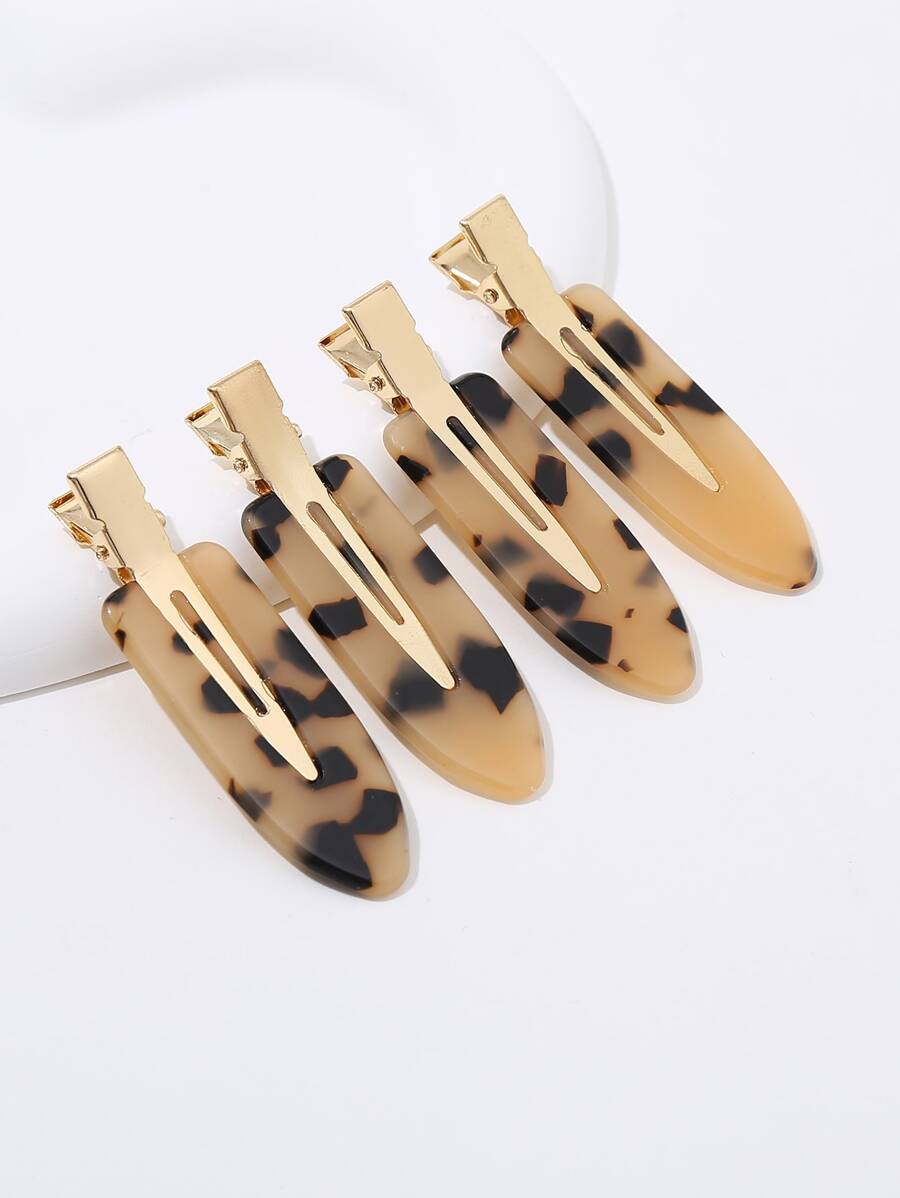 4pcs Acetic Acid No-Trace Hair Clip Casual,Leopard Print Claw Clips ...