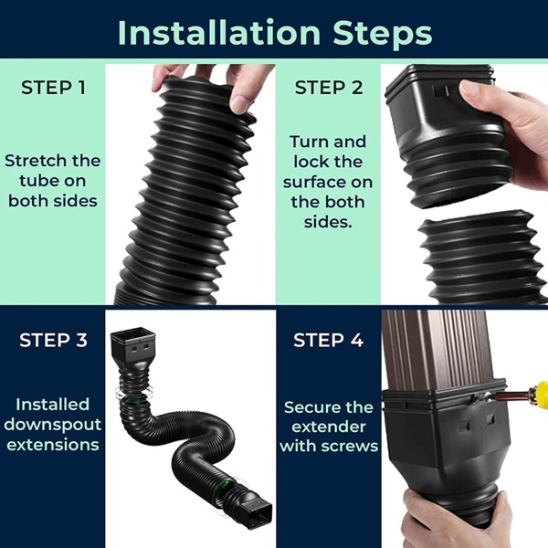 2 Packs Rain Gutter Downspout Extensions Flexible, Drain Downspout ...