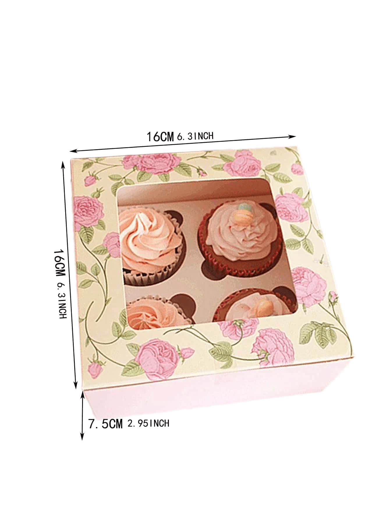 1pc 4 Grid Floral Print Paper Cupcake Box | SHEIN USA