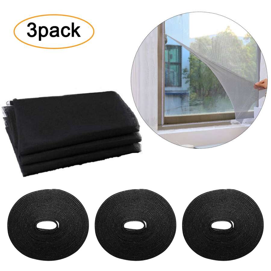 Pack of 3 Fly Screens for Windows, 150 m x 200 cm, Insect Screen Net ...