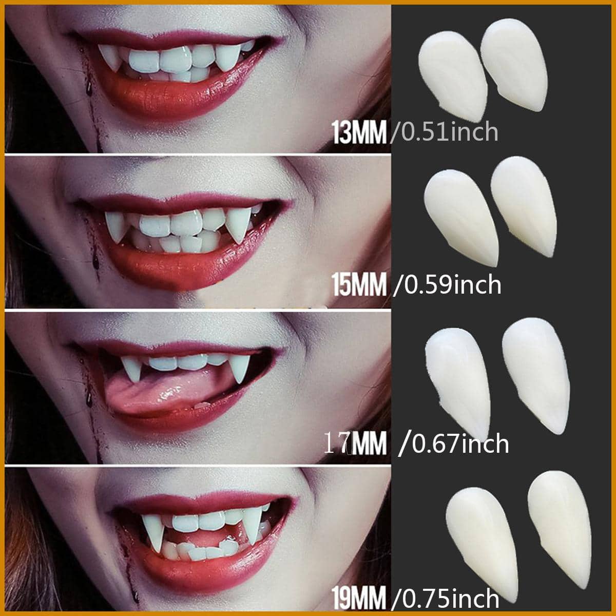 1 par de colmillos de vampiro de resina, juguete de terror y broma con ...