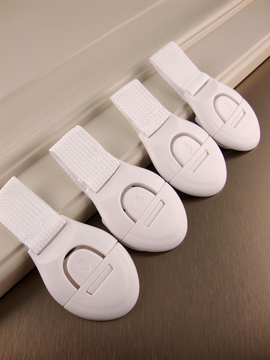 4pcs White Multi-functional Safety Lock, Smiling Face Patterned Strap ...