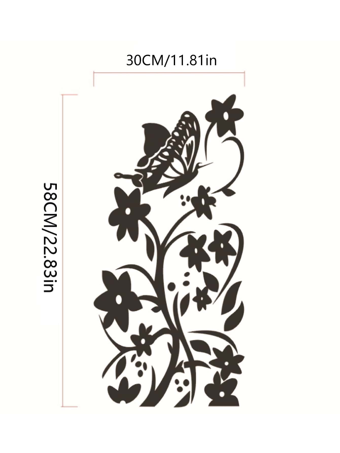 Creative Black Butterfly Floral Vine Self-adhesive Fridge Wall Sticker ...