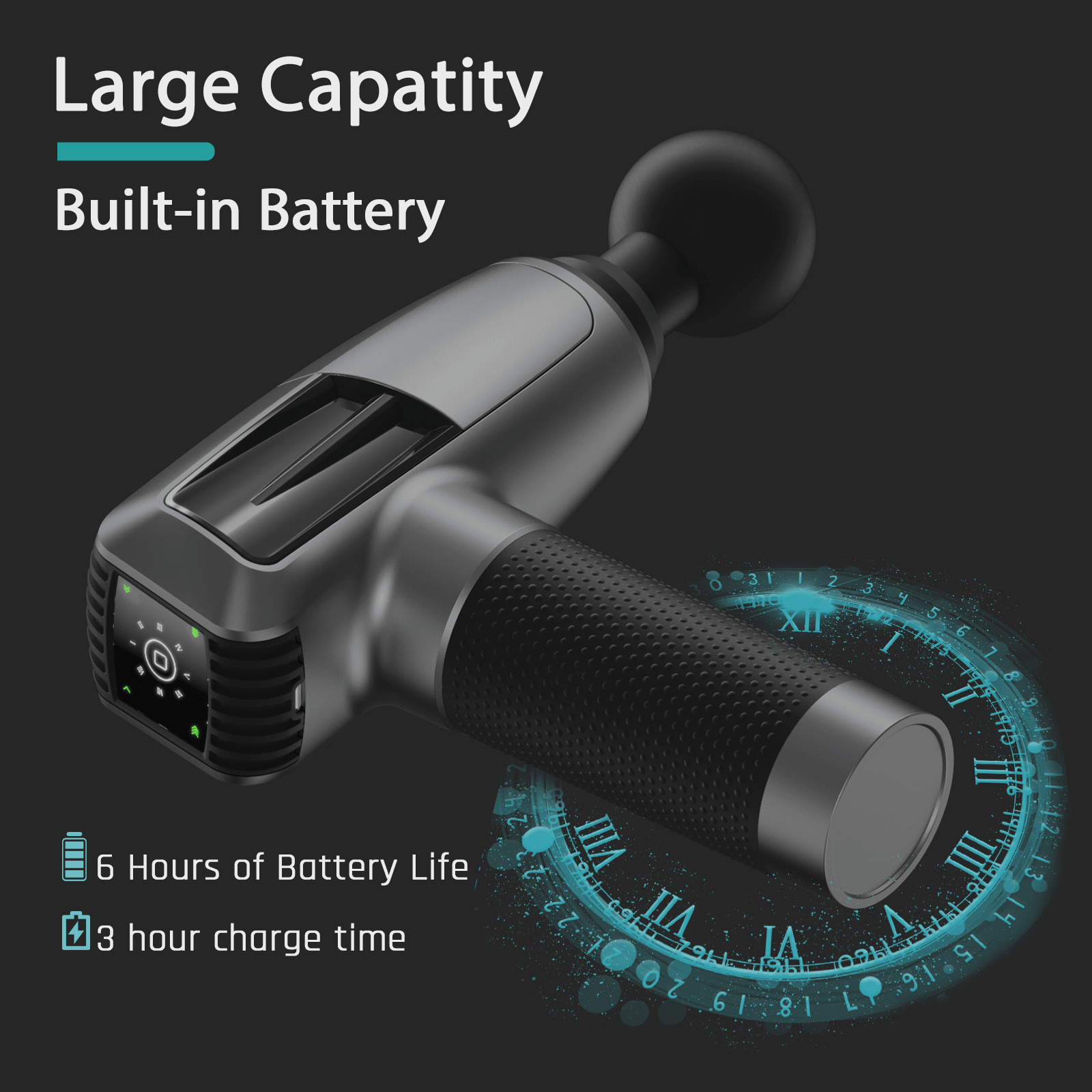 Rechargeable Handheld Muscle Massager Gun, 2000mah Battery Life, Super Quiet With Strong ...