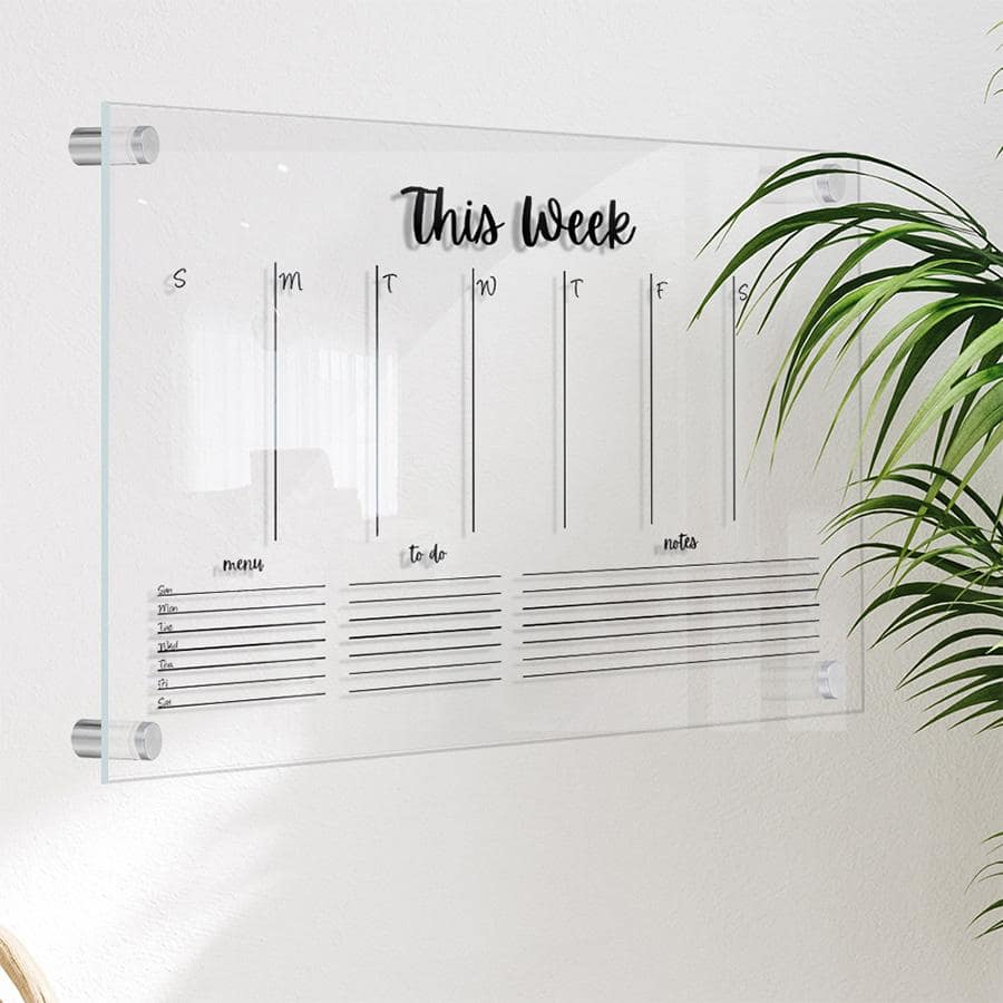 3d Transparent Acrylic Weekly Plan Memo Board With Erasable Glass ...