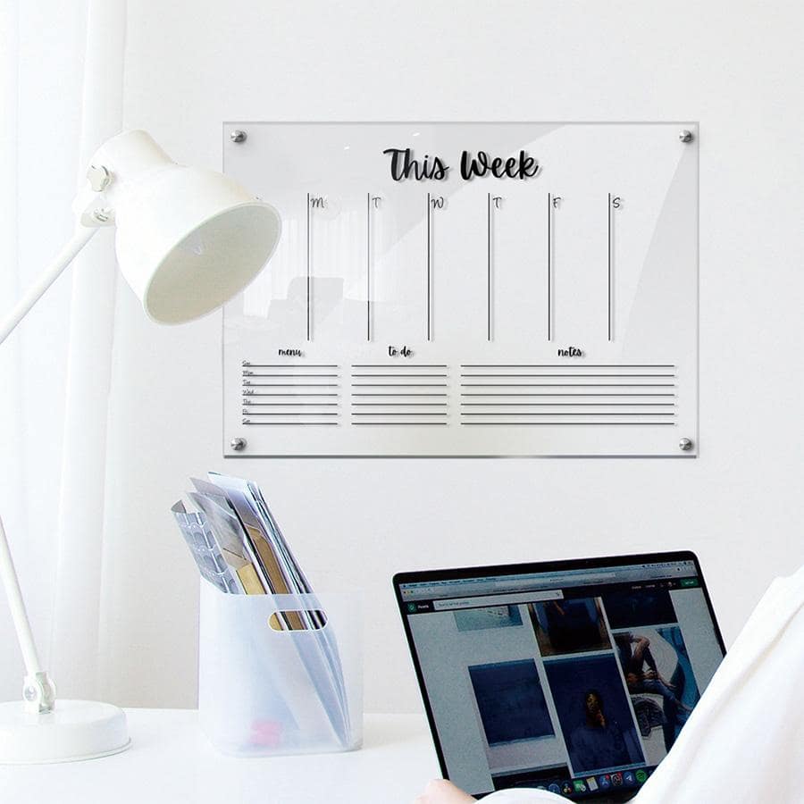 3d Transparent Acrylic Weekly Plan Memo Board With Erasable Glass ...
