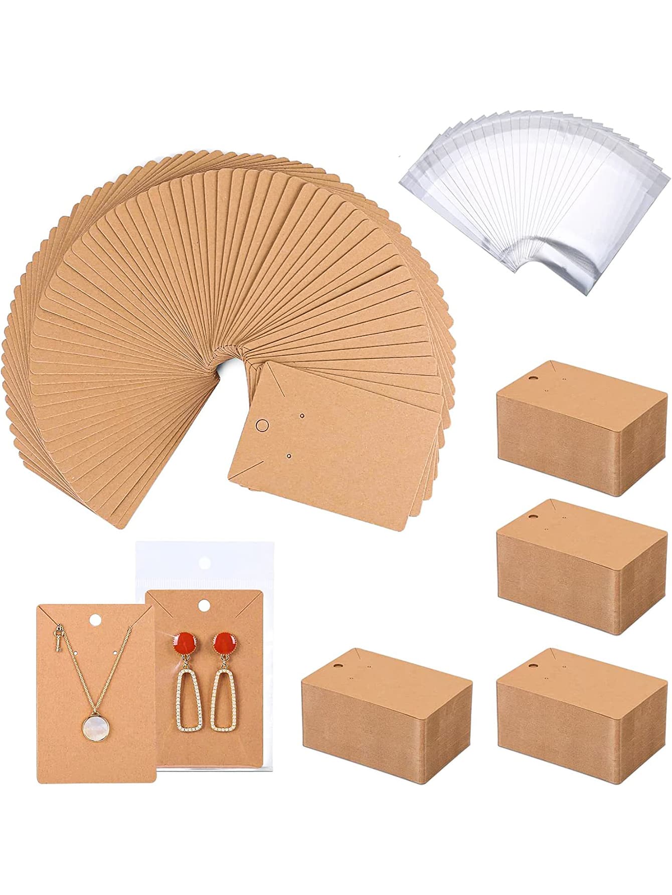 100 Sets/pack Blank Jewelry Display Cards For Earrings & Necklaces ...