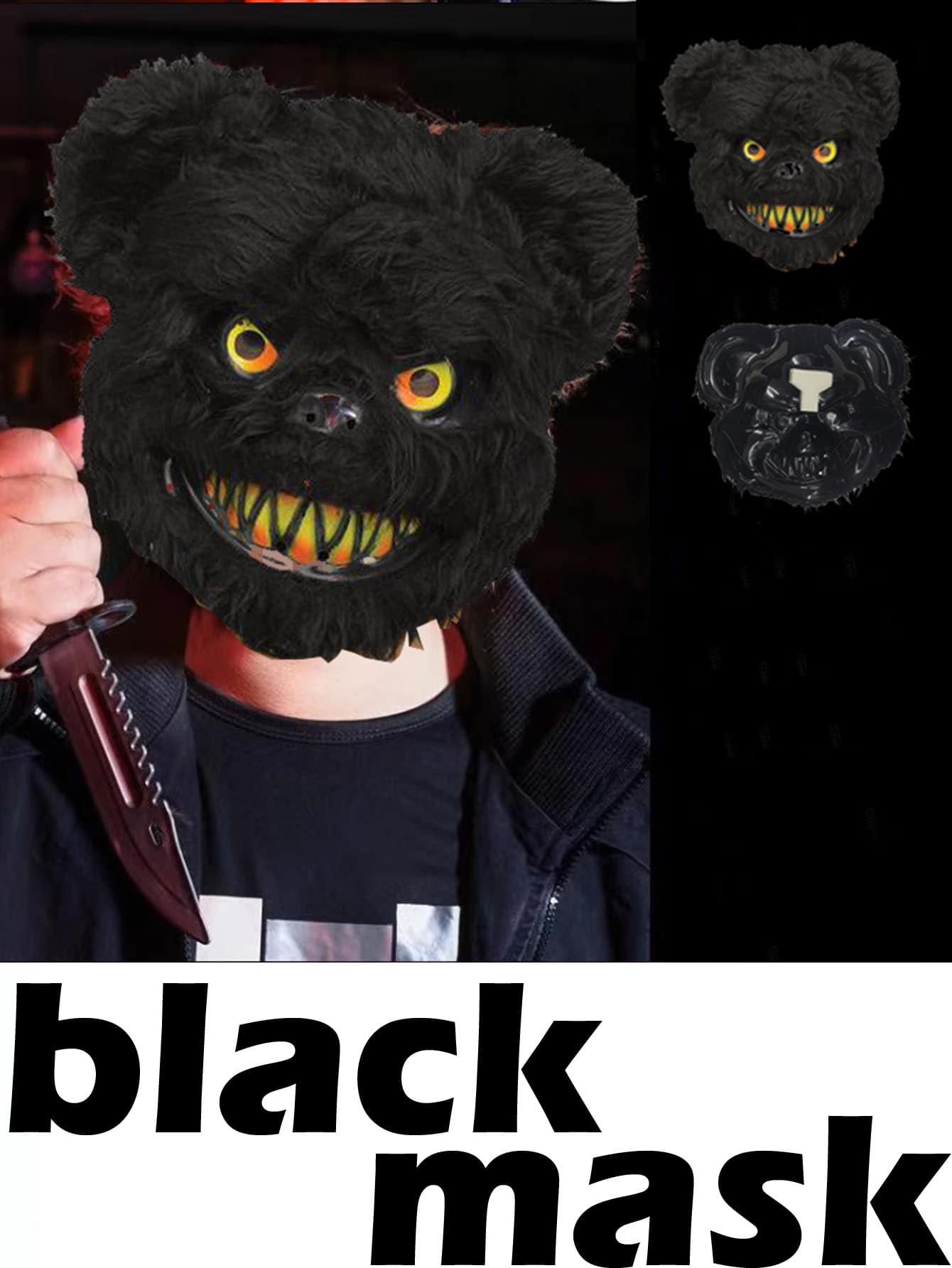 Adult Halloween Party Pvc Plush Bear Shaped Mask, Realistic And Scary For Halloween Costume ...