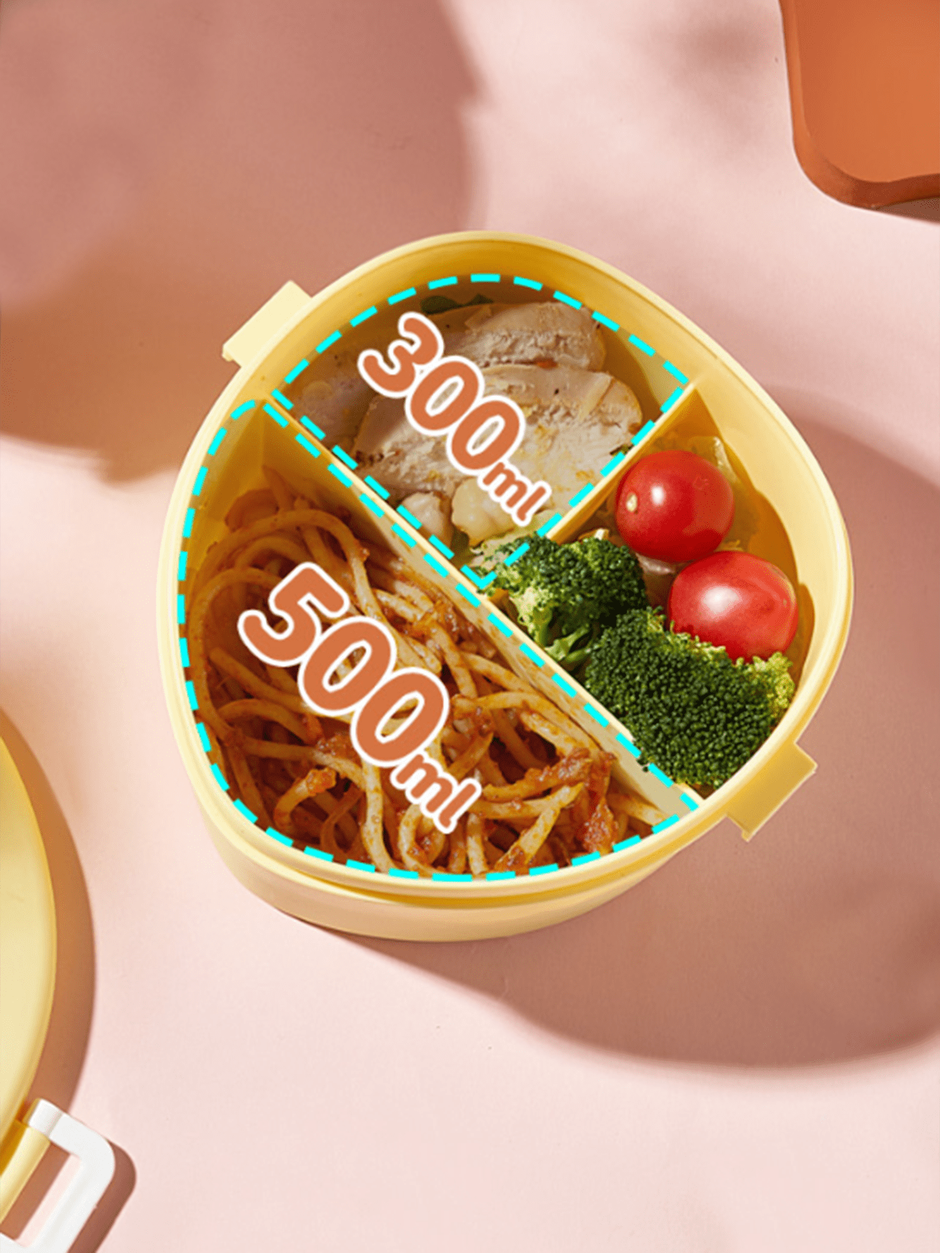 1pc Cute Peach Shaped Food Container With Dividers For Kids, Portable ...