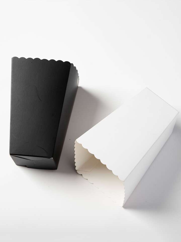 6pcs Minimalist Black & White Popcorn Boxes, Family Party Fries & Fried ...