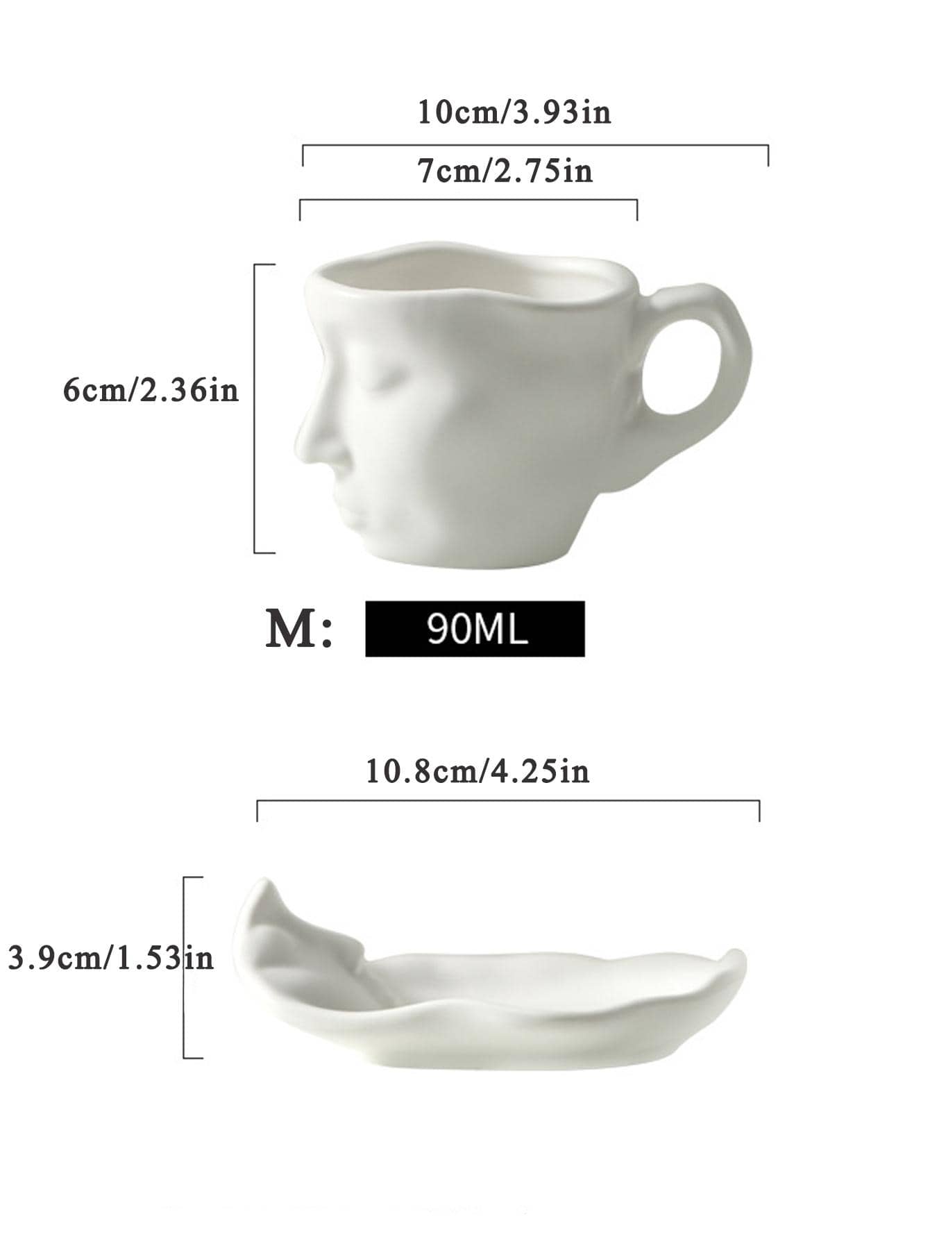 2pcs/set White Ceramic Coffee Cup, With Human Face Design | SHEIN UK