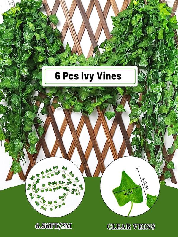 40 Feet 6 Strands Artificial Ivy Leaf Plants Vine Hanging Garland Fake ...