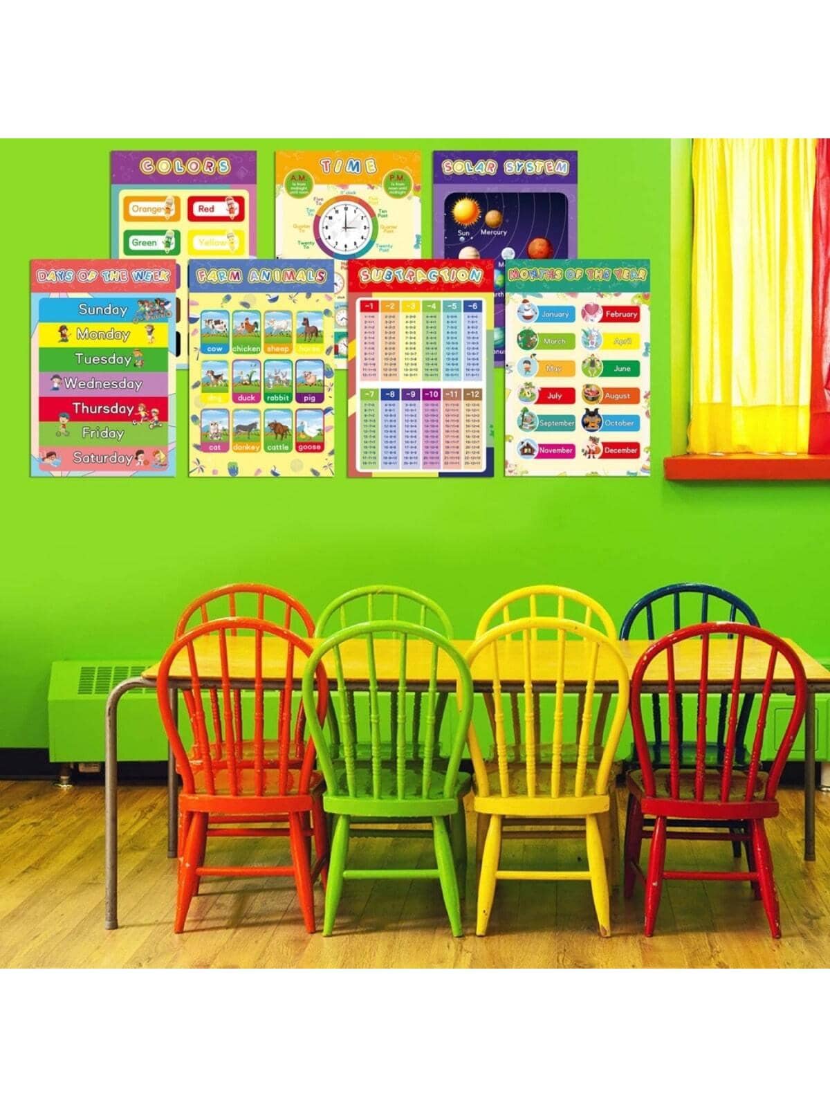 16 Sheets Childrens Wall Chart Maths Educational Learning Poster Charts ...