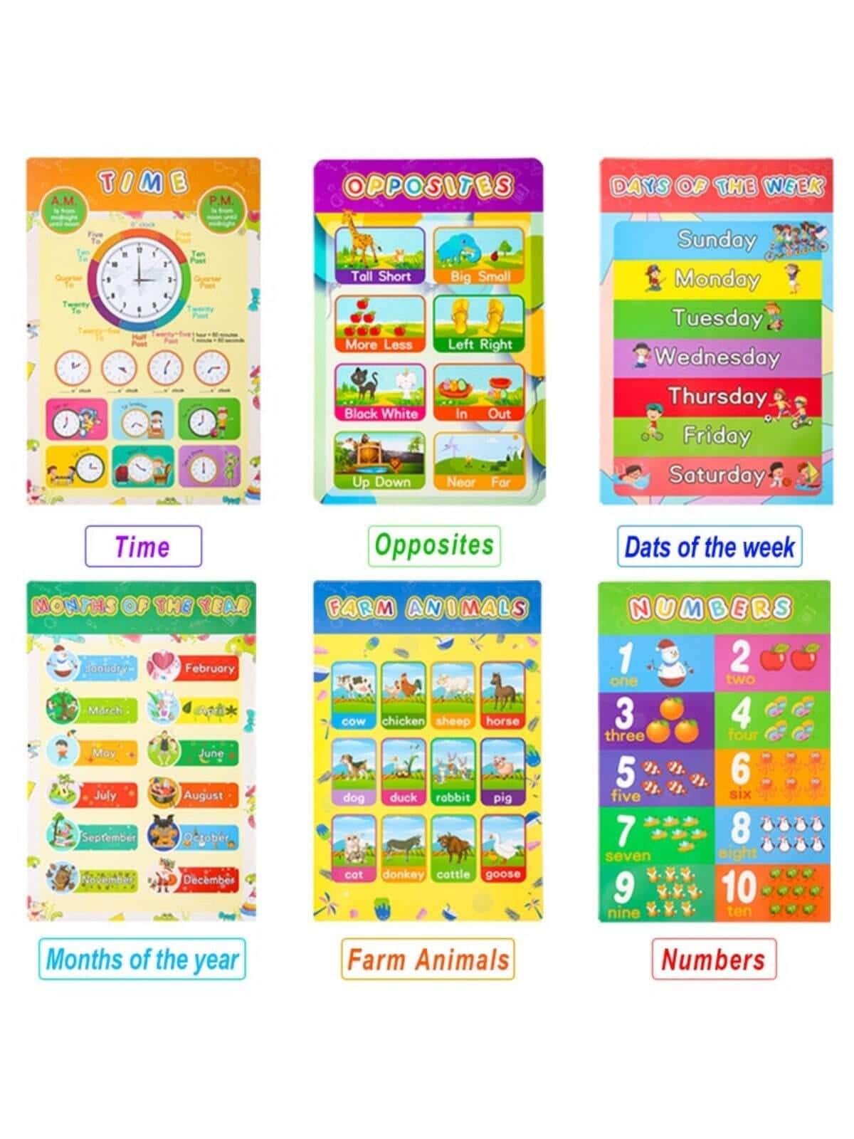 16 Sheets Childrens Wall Chart Maths Educational Learning Poster Charts ...