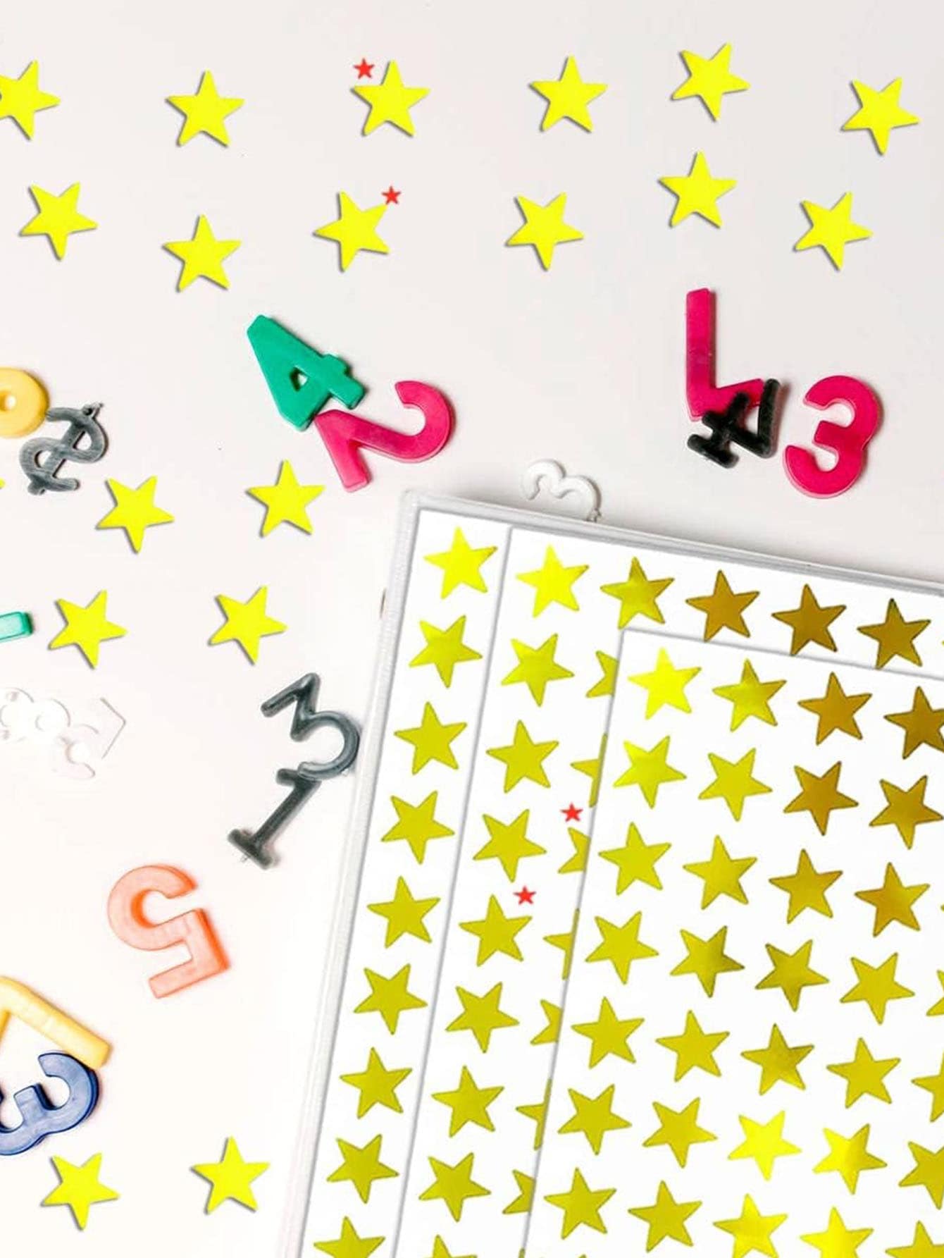 10 sheets Small Gold Color Foil Star Stickers for Kids Reward, 0.5 Inch ...