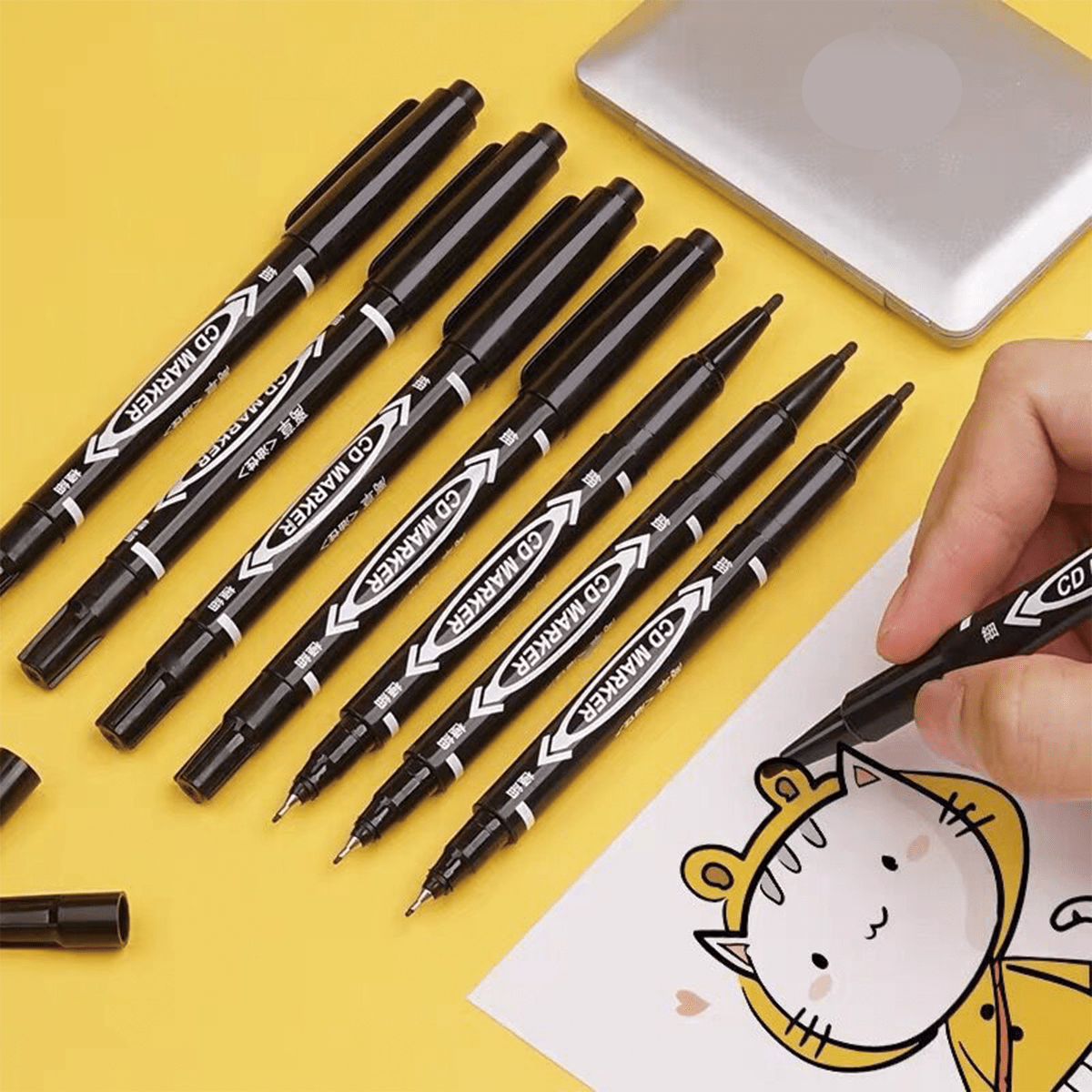 2pcs Black double-ended outliner, Ultra Fine Point and Fine Point ...