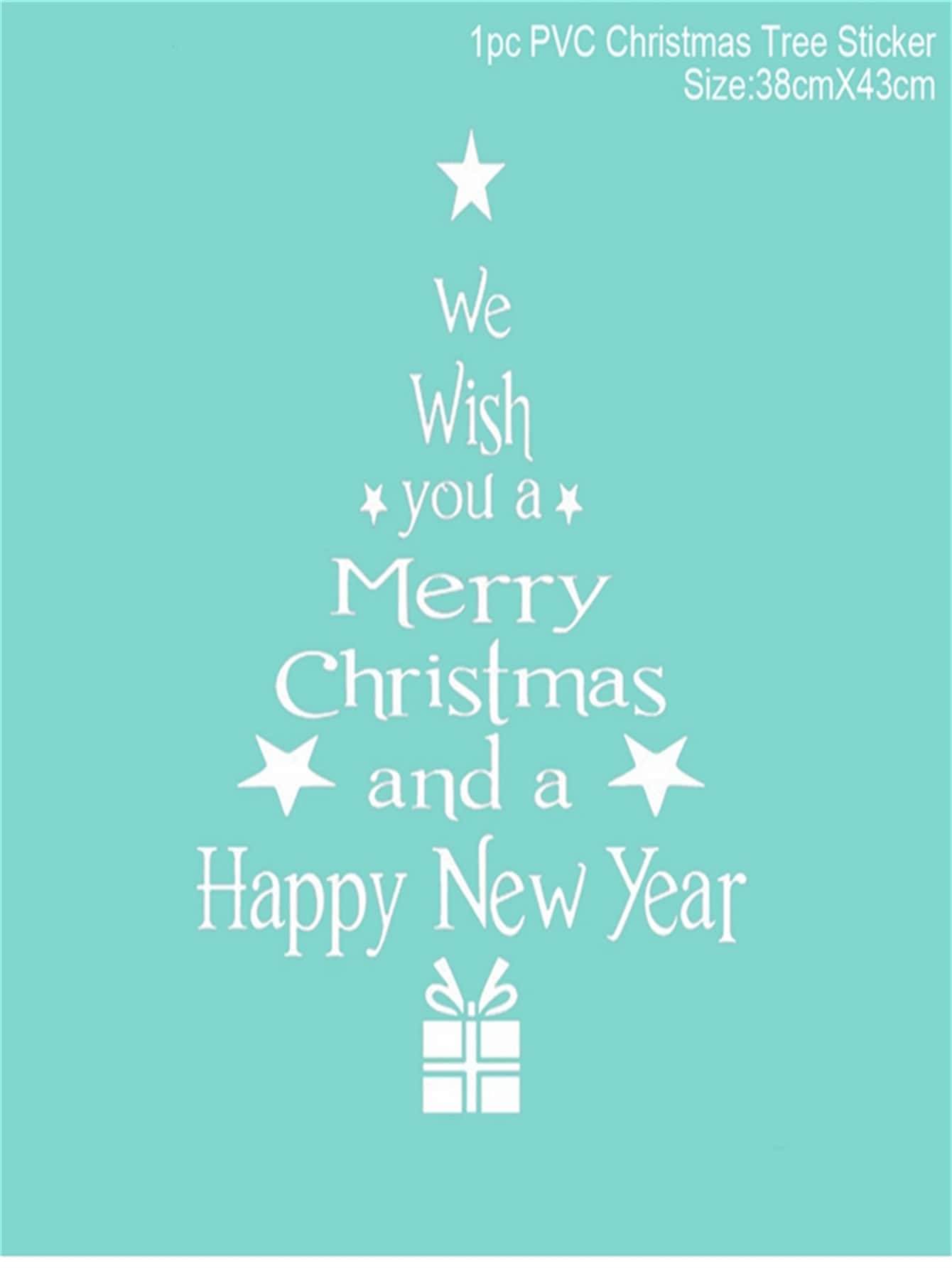 TYFYO 1pc Removable Christmas Tree & Letter Diy Window Sticker For Shop ...