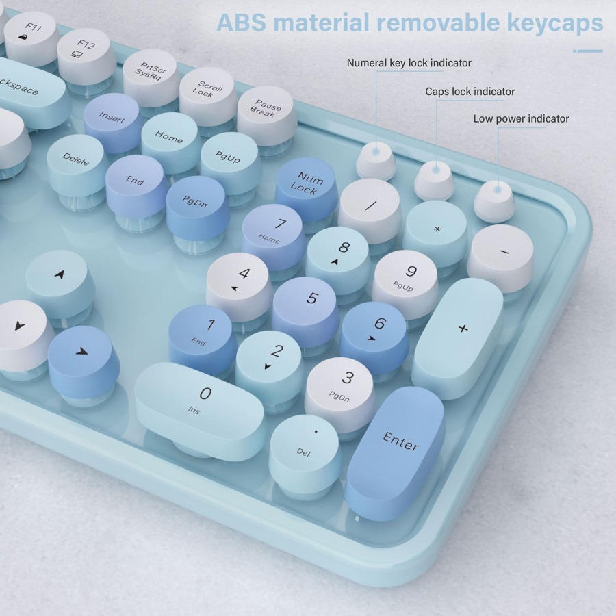 Ubotie Colorful Computer Wireless Keyboards Mouse Combos Typewriter Flexible Keys Office Full