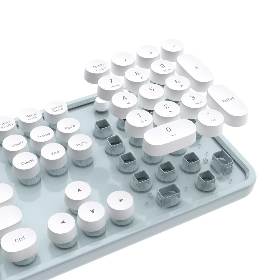 Ubotie Colorful Computer Wireless Keyboards Mouse Combos Typewriter Flexible Keys Office Full