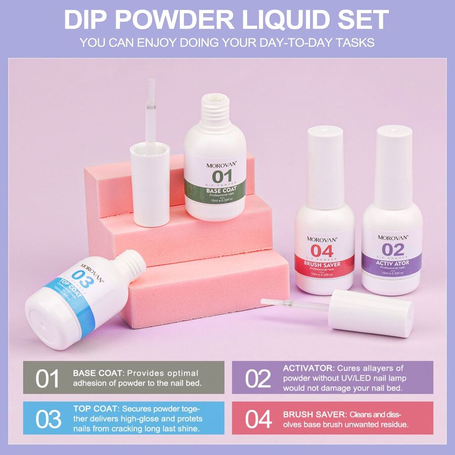 Morovan Dip Powder Nail Kit - 8 Colors Nail Dip Powder Kit Dipping ...