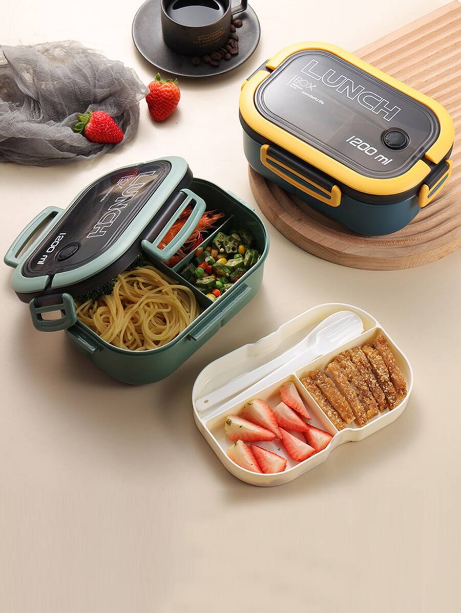 1200ml Portable Hermetic Lunch Box 2 Layer Grid Children Student Bento ...