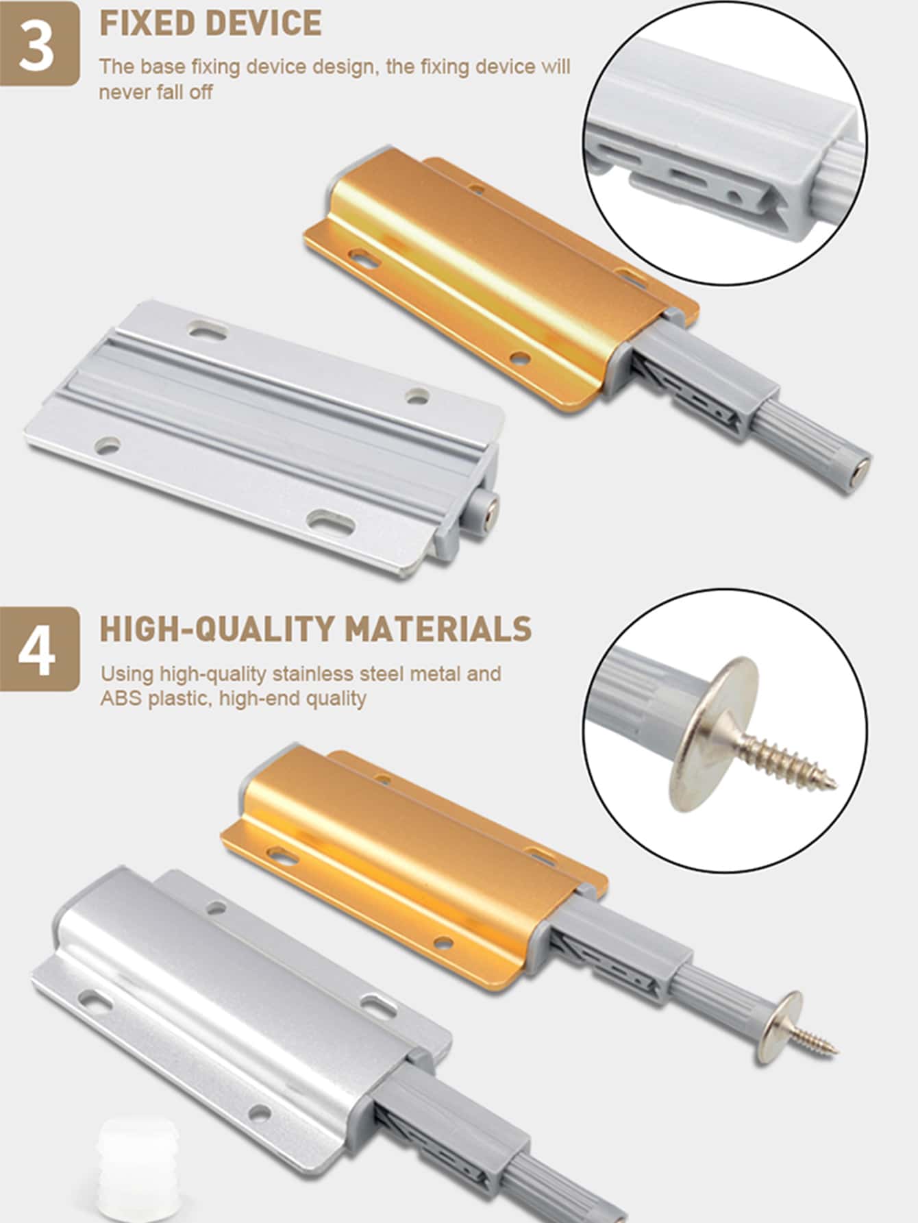 2Pcs Push to Open Door Latch,Magnetic Push Latches, Adhesive Heavy Duty ...