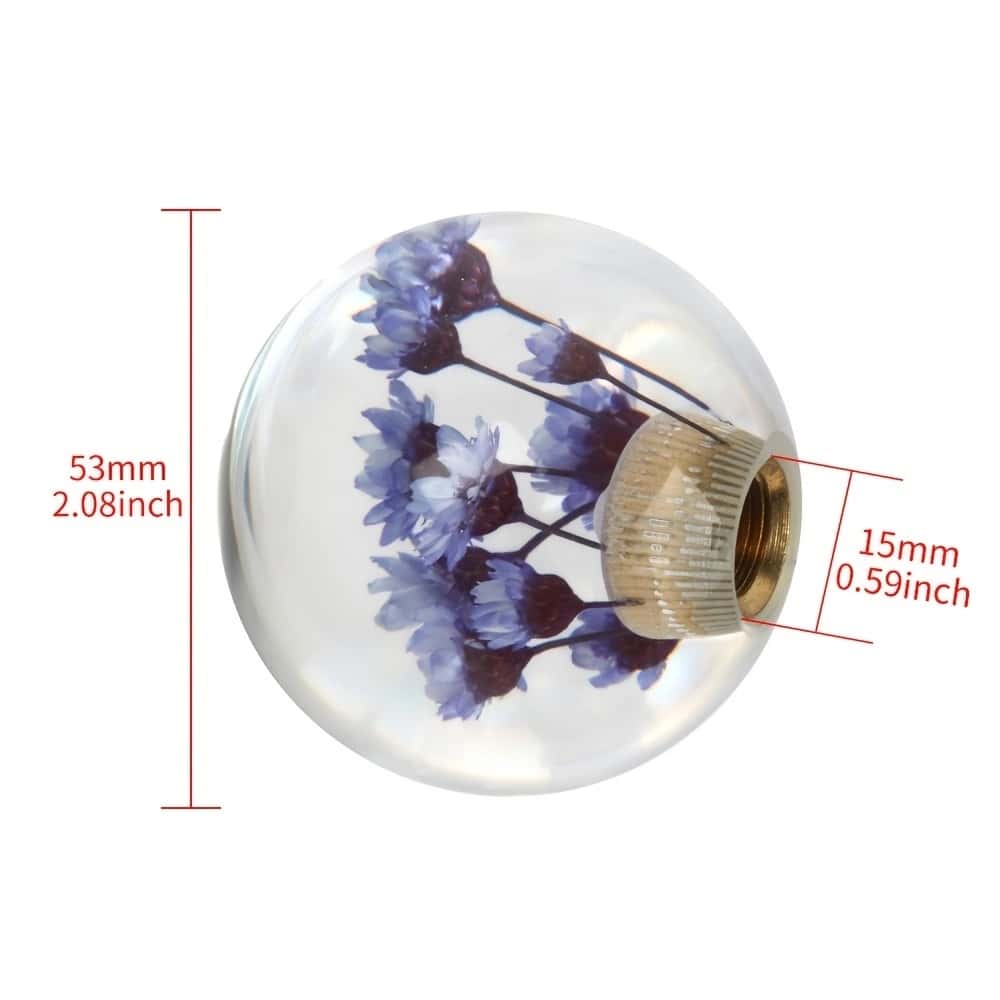 Car Shift Knob Acrylic Round Shaped With Flower Design Manual Gear ...