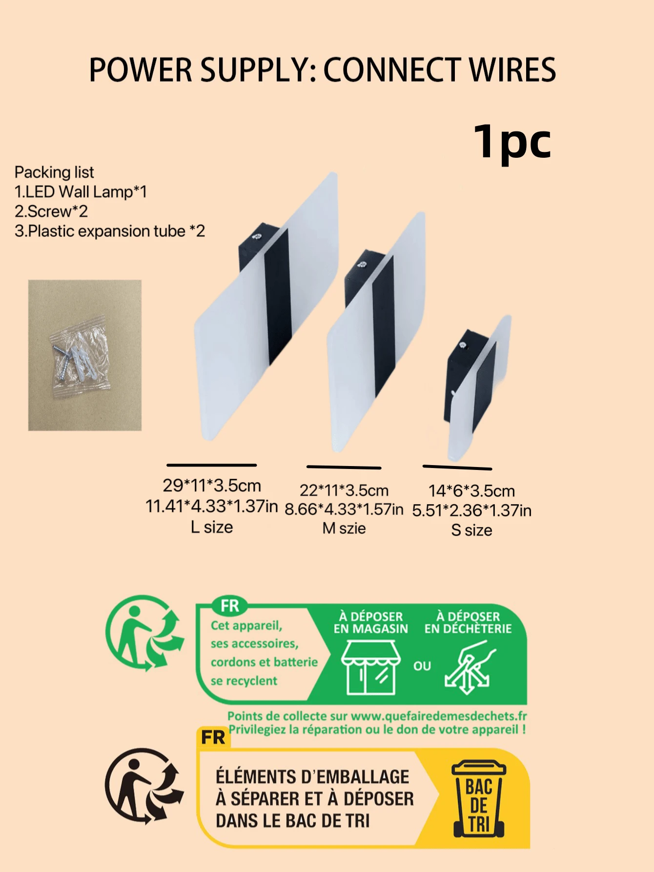 1pc PMMA LED Indoor Wall Lamp, Modern Led Wall Mounted Lamp For Home ...